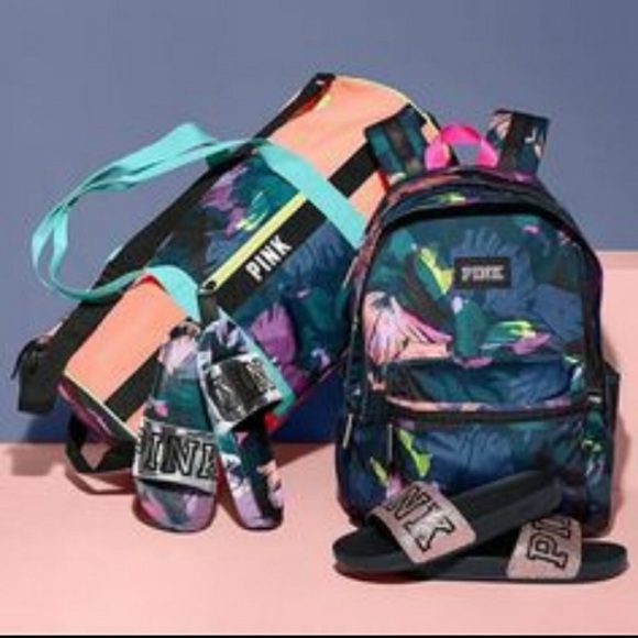 PINK Victoria's Secret | Bags | Vs Pink Tropical Purple Blue Campus ...